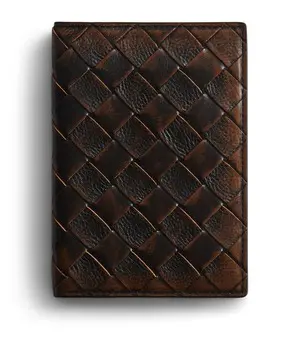 Bottega Veneta Leather Intrecciato Passport Case - Silver