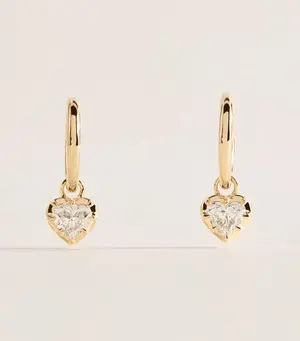 Harrods Gold And Diamond Hoop Earrings - Yellow