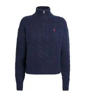 Polo Ralph Lauren Wool-cashmere Quarter-zip Sweater - Navy