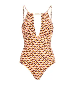 Melissa Odabash Cut-out Printed Surfside Swimsuit - Orange