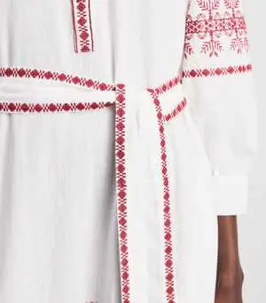 Melissa Odabash Cotton-linen Embroidered Hillary Midi Dress