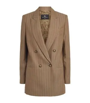 Etro Wool Jacquard Double-breasted Blazer - Brown