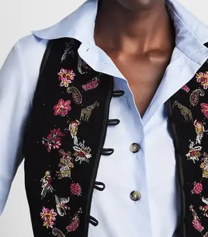 Etro Velvet Embellished Cropped Waistcoat