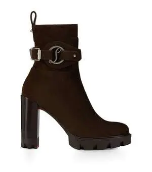 CHRISTIAN LOUBOUTIN Dianouchette Lug Suede Ankle Boots 100 - Brown
