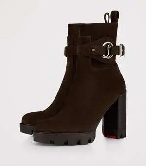 CHRISTIAN LOUBOUTIN Dianouchette Lug Suede Ankle Boots 100