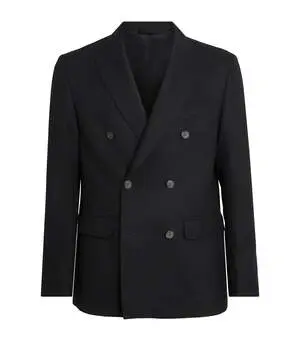 Eton Wool Double-breasted Blazer - Black