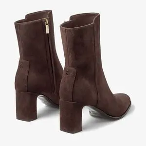 JIMMY CHOO Caly Ab 65 Chocolate Suede Ankle Boots Chocolate