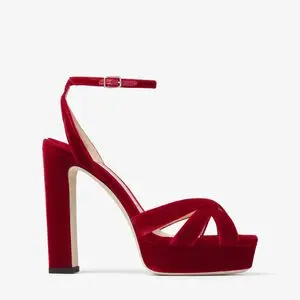 JIMMY CHOO Kove 120 Black Velvet Platform Sandals