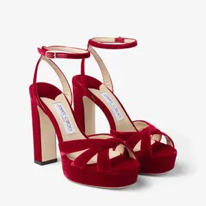 JIMMY CHOO Kove 120 Black Velvet Platform Sandals