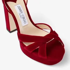 JIMMY CHOO Kove 120 Black Velvet Platform Sandals