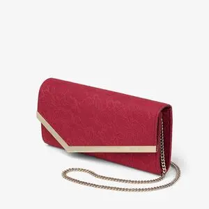 JIMMY CHOO Emmie Ruby Red Lace Clutch Bag