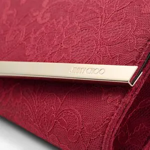 JIMMY CHOO Emmie Ruby Red Lace Clutch Bag