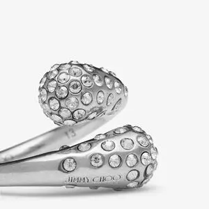 JIMMY CHOO Drop Crystal Ring Silver-finish Metal And Crystal-embellished Drop Ring