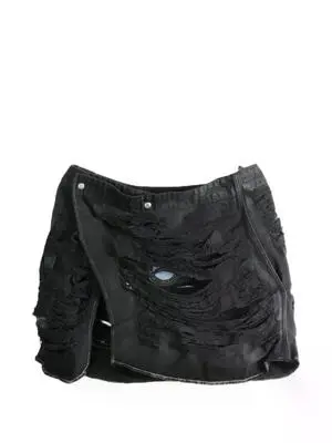 Rick Owens Distressed Wrap Midi Skirt - Black