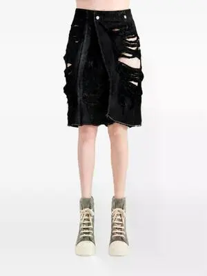Rick Owens Distressed Wrap Midi Skirt