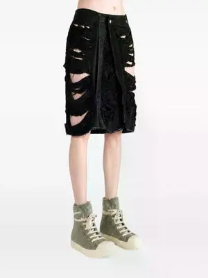 Rick Owens Distressed Wrap Midi Skirt