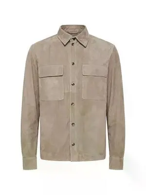 Agnona Suede Utility Shirt Jacket - Neutrals