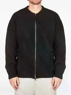 Alpha Studio Ribbed-knit Zip-up Cardigan