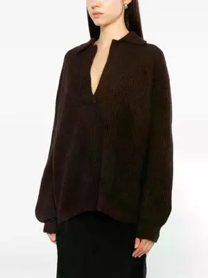 UMA WANG Ribbed-knit Polo-collar Sweater
