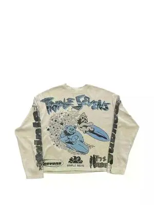 TRIPLE SEVENS All Star V2 Waffle-knit Graphic-print T-shirt - Neutrals