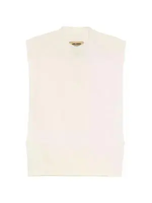UMA WANG Ribbed-knit Sleeveless Top - Neutrals