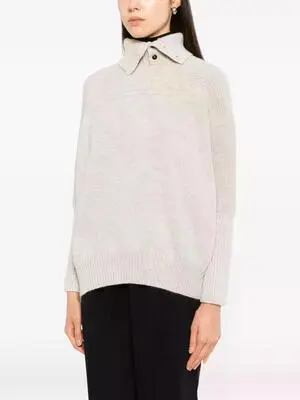 COTEMP Button-neck Ribbed-knit Jumper