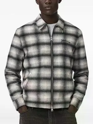 ALLSAINTS Check-pattern Logo-embroidered Shirt Jacket - Grey