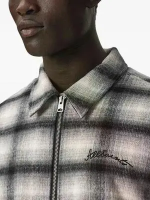ALLSAINTS Check-pattern Logo-embroidered Shirt Jacket