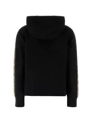 Burberry Check-stripe Zip-up Hoodie - Black