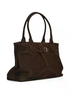 BALLANTYNE Medium Kate 993 Buckle-detail Suede Tote Bag - Brown