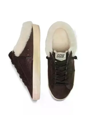 GOLDEN GOOSE Super-star Sabot Glitter Suede-upper Suede-toe-and-star Folded Shearling Lining