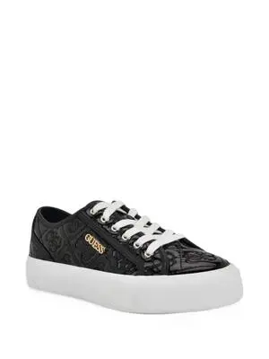 Guess Jlove Embroidery Patent Sneakers - Black