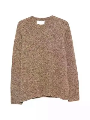 Soft Goat Melange-knit Crew-neck Sweater - Brown