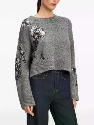 Cinq À Sept Esmerine Sequin-embellished Floral-motif Sweater