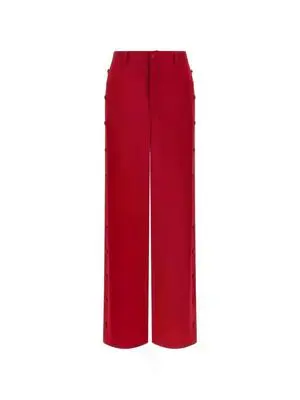 DI.LA3 PARI' Button-detail Wide-leg Trousers - Red