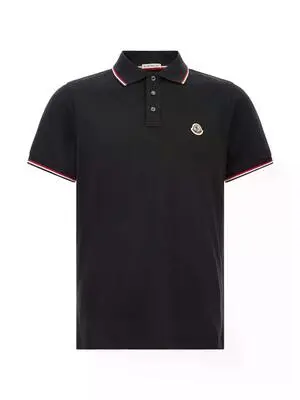 Moncler Logo-patch Tipped Polo Shirt - Blue
