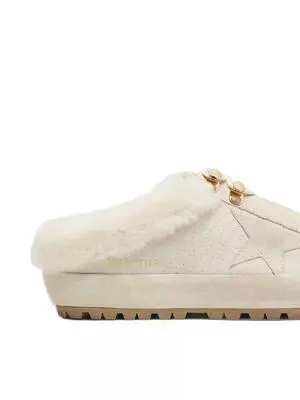 GOLDEN GOOSE Super-star Sabot Suede-upper-and-star Shearling-lining Sneakers