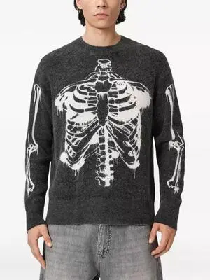 ALLSAINTS Ribspill Skeleton-print Sweater - Grey