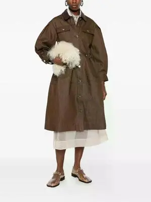 Simone Rocha Corduroy-collar Midi Dress - Brown