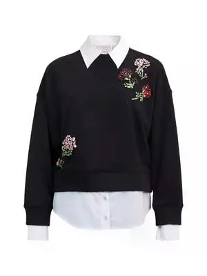 Cinq À Sept Justina Rhinestone-embellished Layered-effect Sweater - Black