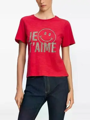Cinq À Sept Crystal-embellished Smiley T-shirt - Red