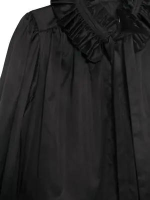 STYLAND Ruffled Tie-fastening Shirt - Black