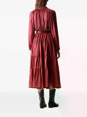 FORTELA Arsia Embroidered Silk Midi Dress