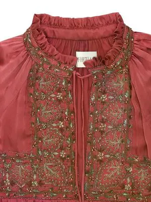 FORTELA Arsia Embroidered Silk Midi Dress