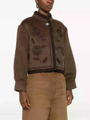 Antik Batik Willow Embroidered Cropped Jacket - Brown