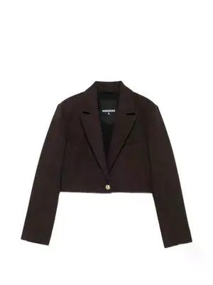 Patrizia Pepe Bouclé Cropped Jacket - Brown