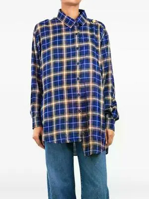 Balenciaga Checkered Oversized Shirt - Blue