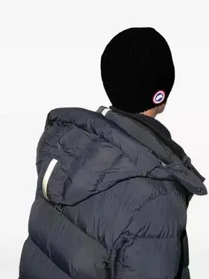 Canada Goose Ribbed-knit Logo-patch Beanie Hat
