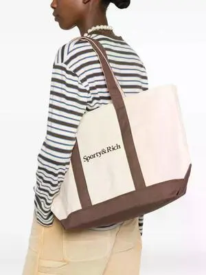 Sporty & Rich Medium Mona Logo-embroidered Tote Bag