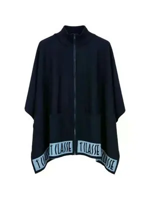 ALVIERO MARTINI 1° CLASSE Logo-trim Zip-up Cape - Blue